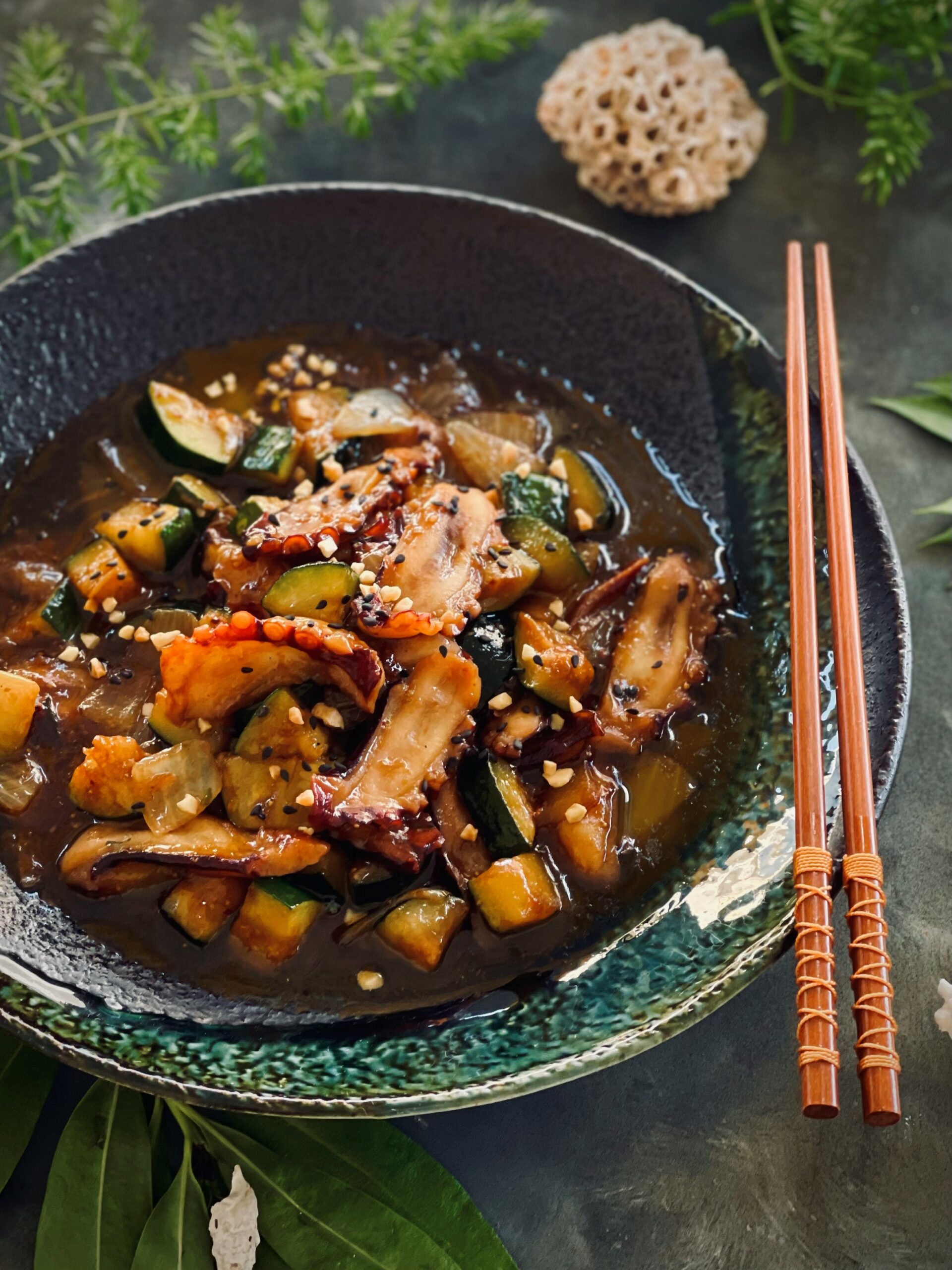 Receta de PULPO MARINADO EN SOJA CON CALABACÍN - Recetas OrientalMarket