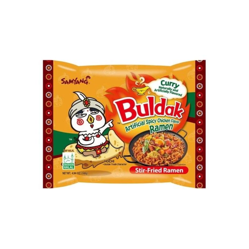 Comprar ONLINE Fideos instantáneos BULDAK sabor pollo al curry picante ...