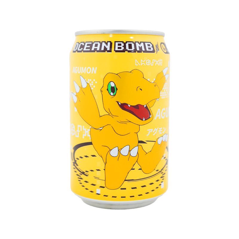 Comprar ONLINE Bebida con gas sabor plátano digimon (OCEAN BOMB) 330ml