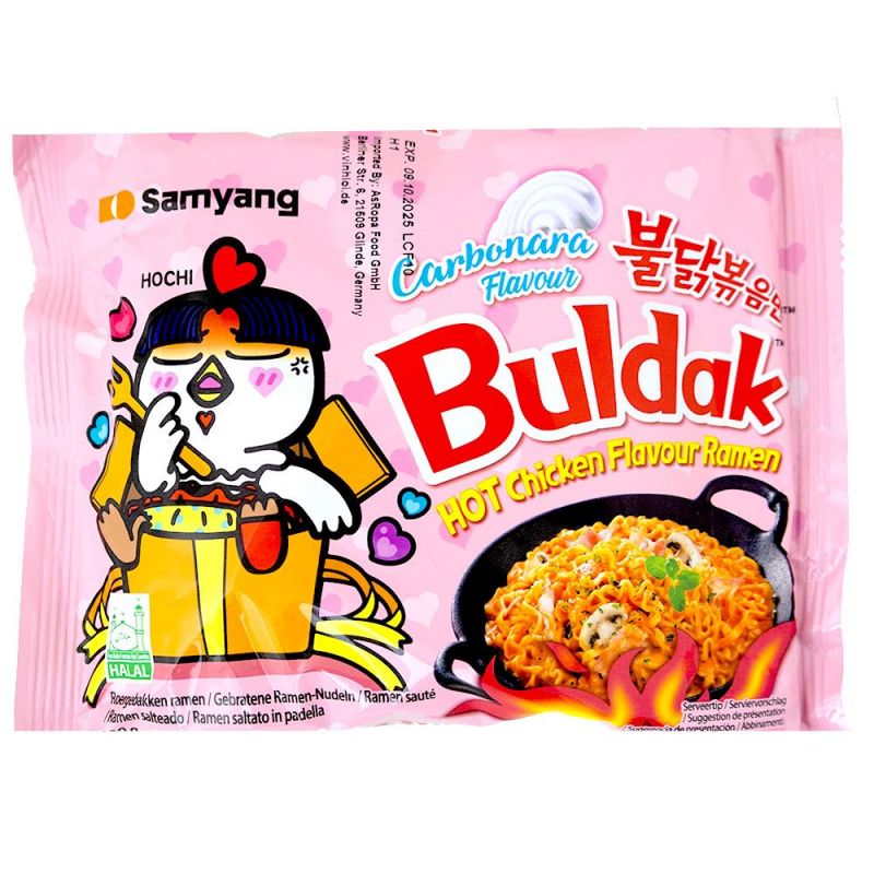 Comprar ONLINE Fideos instantáneos buldak carbonara sabor pollo picante ...