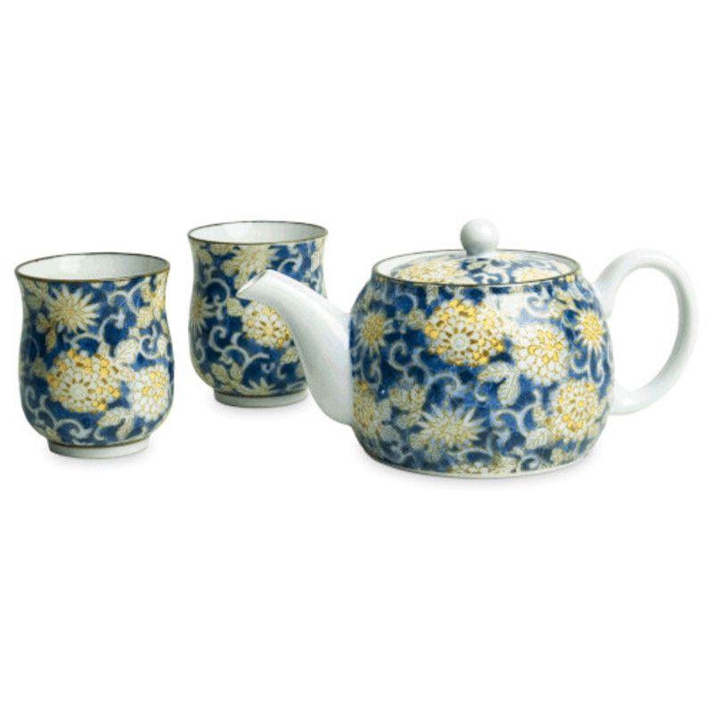 Comprar ONLINE Set de té "Flores azul-amarillo" 3 piezas